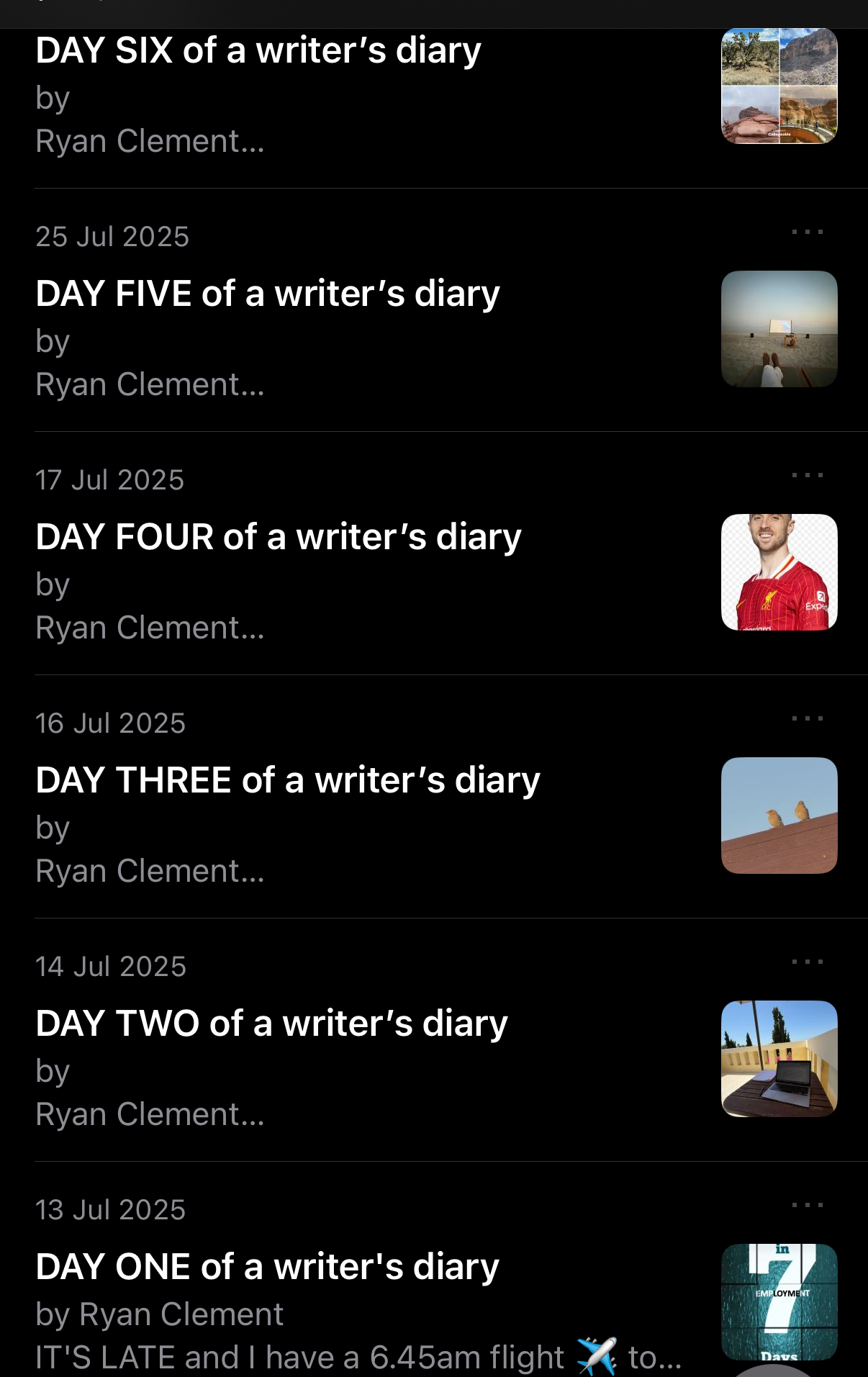 DAY SEVEN of a writer’s diary – Ryan Clement